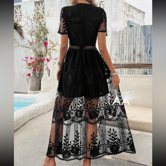 Dresses | Plus Size Boho Sheer Mesh Floral Embroidered Lace Dress ...